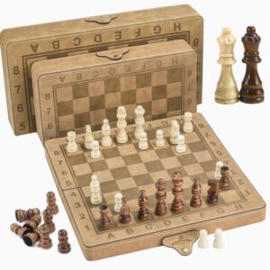 15inch chess set, magnetic chess borad classic chess game set with pieces storage for family game night ideal chiristams gift for families