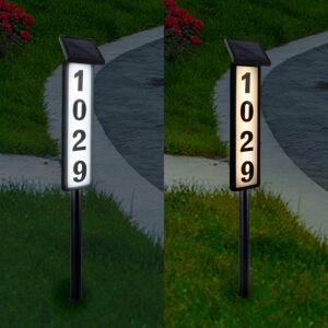 atdawn solar lighted house address numbers sign, solar powered house numbers light, led illuminated outdoor address plaque for home yard garden house