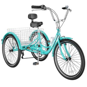 docred adult tricycles, 3 wheel bikes for adults 20/24/26 inch 7 speed adult trikes bicycles cruise trike with shopping basket for seniors, women, men