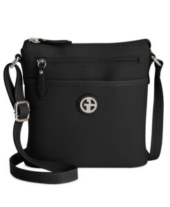 giani bernini women's saffiano crossbody bag | black/black/silver - one size