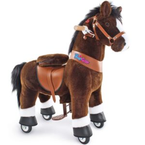 ponycycle ride on horse toy for toddlers classic model u (with brake/ 30" height/size 3 for age 3-5) riding horse toy chocolate brown ux321