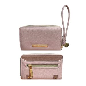 steve madden double zip around wallet blush multi one size