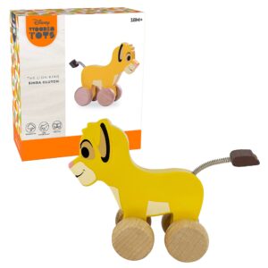 disney wooden toys 6.5-inch simba clutch toy, the lion king, wooden toys, pretend play, kids toys for ages 18 month by just play