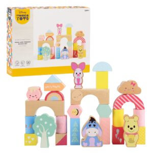 disney wooden toys winnie the pooh & friends block set, 26-pieces include winnie the pooh, piglet and eeyore block figures, officially licensed kids toys for ages 18 month by just play