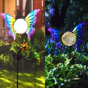 kubilight garden solar lights outdoor decorative - solar butterfly lights garden decor, solar stake lights, waterproof butterfly tunnel lighting for outside patio lawn yard decorations