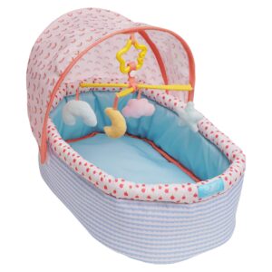 manhattan toy stella collection soft baby doll crib with removable canopy and mobile for 12" to 15" baby dolls