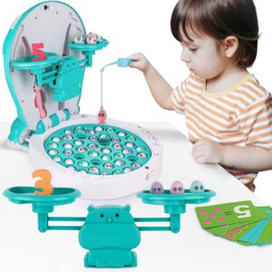 iplay, ilearn toddler magnetic fishing games, kids electronic fish catch toy w/rod board, preschool activity learning balance counting number, christmas birthday gifts for 3 4 5 6 8 year old boy girl