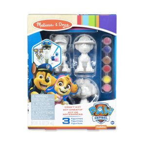 melissa & doug paw patrol craft kit - 3 decorate your own pup figurines - painting kit, toy figures, arts and crafts activity for kids ages 6+