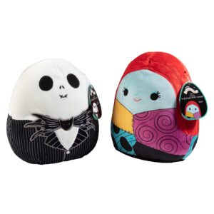 squishmallows 8" jack and sally - nightmare before christmas official kellytoy halloween - cute and soft plush stuffed animals -set of 2 - great gift for kids - ages 2+