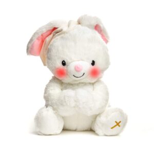 cuddle barn - paws for prayer bunny | animated singing bunny stuffed animal plush toy prays lights up and sings this little light of mine, 10 inches