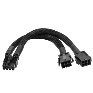 dual 6 pin female to 8 pin male, gpu power adapter cable 7.8inch braided sleeved, gpu video graphics card power cable connector