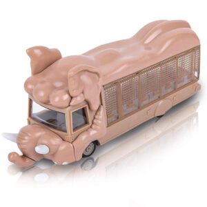 artcreativity pull back elephant safari animal bus for kids, 7 inch elephant design bus with pullback mechanism, durable plastic material, party decorations, best birthday gift for boys & girls