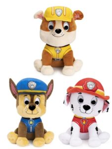 dhe gund paw patrol plush uffed animal bundle of 3 characters, 9 h chase, rubble and marshall, multi-lored