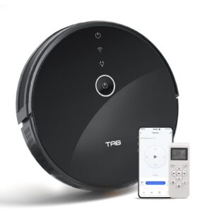 tab robot vacuum cleaner - 2200pa suction automatic robotic vacuum cleaner for pet hair, smart cleaner for hard floor and carpets, remote and app controls, self-charging cleaning robot (classic)