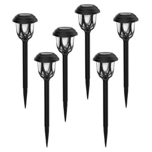 solar lights outdoor garden, warm white led solar pathway lights, waterproof solar powered garden yard lights solar landscape lights for lawn, patio, garden, walkway(6 pack)