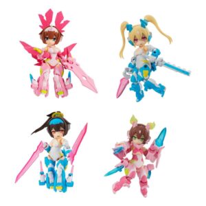 megahouse desktop army megami device asra series (cherry blossom oni, aoi) box of 4, multiple colors (mh83138)