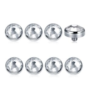 xpircn 14g titanium dermal anchor tops clear cz micro dermal piercing jewelry 3mm round top 8pcs