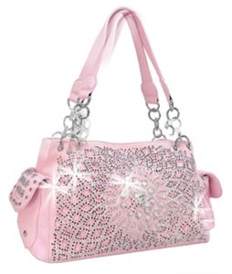 zzfab star flower concealed carry purse rhinestone western handbag (pastel pink)