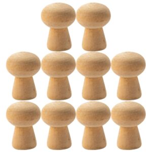 kisangel 10pcs wooden mushroom unfinished wooden peg dolls bodies mushroom head kid painting wooden doll for diy decoration arts and crafts birch and maple wood turnings