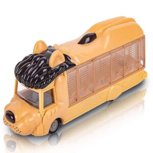 artcreativity pull back lion safari animal bus for kids, 7 inch lion design bus with pullback mechanism, durable plastic material, safari party decorations, best birthday gift for boys & girls