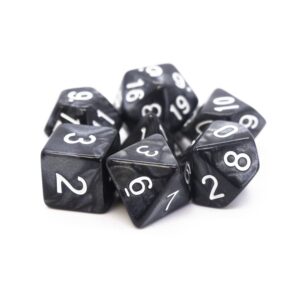 old school rpg dice set: pearl drop - black