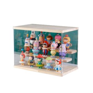 display case for action figures with 3 steps,doll display case with door for figure collectibles,funko pop figures,any toys and mini figures,acrylic perfume stand(12.9" w x 6.8" d x 9.5" h)