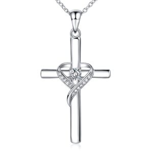 amoraime 925 sterling silver cross necklace for women heart necklaces for mother for festival, vacation or holiday