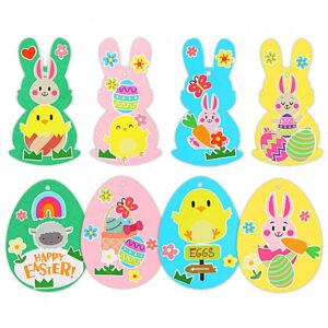 waahome easter arts and crafts kits with 24 egg and bunny cards, easter egg bunny basket flowers stickers crafts for kids school classroom game party favors