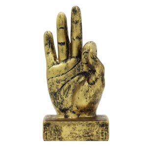 aboxoo hand finger gesture desk statues fingers sculpture creative home living room cabinet shelf decoration (ok gesture in bronze)