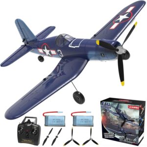 leambe 4 channel rc plane - ready to fly aerobatic aircraft, easy control for beginners, f4u corsair rc airplane best gift for kids