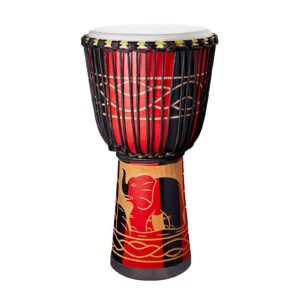 meech goatskin cloth drums djembe hand-painted african drums cloth stitching djembe red