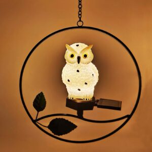 æ— hanging solar owl light, waterproof garden animal lights, yard art decorations for outdoor patio, pathway lawn courtyard