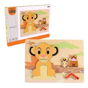 just play disney wooden toys simba 9-piece puzzle, the lion king, learning and education, kids toys for ages 18 month