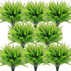 szjias artificial ferns for outdoors fake fern plants faux boston fern plant for room home garden decor (4 pcs)