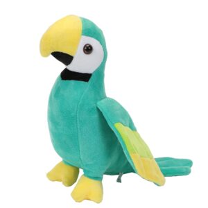 cazoyee cute macaw parrot stuffed animal, green bird stuffed plush toy, soft parrot plushie doll gift for kids children boys girls baby, creative plush bird parrot decor, 10”