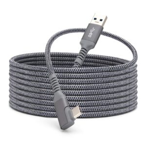 krx silver braided cord for oculus quest and quest 2 link cable, 10ft usb a to c 3.2 gen1 cable for fast charging & data-transmission (10ft(3m), silver)