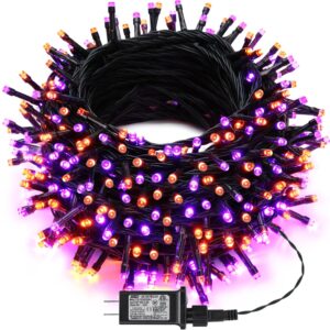 joomer orange purple halloween lights 174ft 500 led halloween string lights with 8 modes timer waterproof plug-in orange purple string lights for indoor outdoor halloween decorations