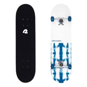 retrospec alameda skateboard complete | canadian maple wood deck w/ 5.5 inch aluminum alloy trucks for commuting, cruising, carving & downhill riding