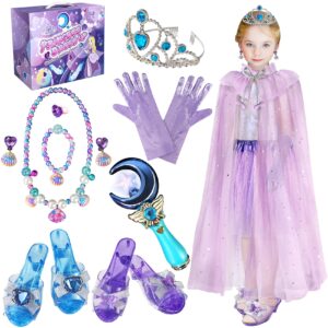 heyzeibo princess makeup dress up toys set, kids pretend play makeup starter kit include all your girl needs to play dress up with stylish bag shoes jewelry for 3-12 years old kids birthday