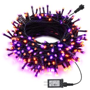 joomer orange purple halloween lights 82ft 200 led connectable halloween string lights with 8 modes timer waterproof plug-in orange purple string lights for indoor outdoor halloween decorations