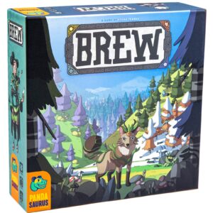 brew: pandasaurus games, players choose how to use element -dice, this enchanted land has been driven into chaos and it is up to you to bring back balance, 45-90 minute playing time, ages 10 and up