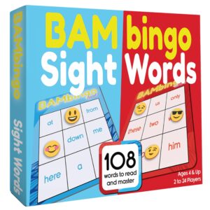 the bambino tree sight word bingo game level 1 and 2 - learn to read vocabulary for kindergarten 1st grade - dolch's fry's words lists