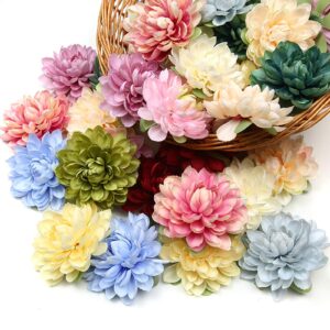 dreamm 8 pack artificial chrysanthemum flowers fake silk multicolor dahlia flower head for diy wedding bouquets centerpieces arrangements for home garden party decoration