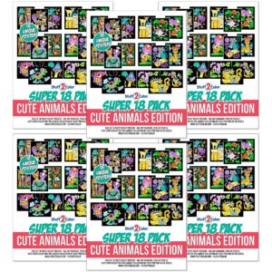 super pack of 18 fuzzy coloring posters (cute animals edition) - arts & crafts kit for kids and adults - bulk coloring activity, group project or team building activity (6 pack bundle)