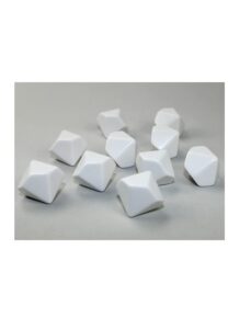 chessex customizable white blank opaque polyhedral dice d10 (10 sided) 16mm (5/8in) pack of 10