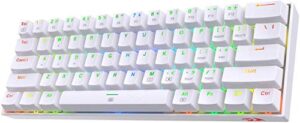 redragon k630 dragonborn 60% wired rgb gaming keyboard, 61 keys compact mechanical keyboard with tactile blue switch, pro driver support, white