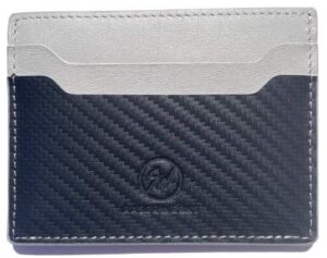 motorsport wallet - slim carbon fiber leather with rfid protection card case (steel grey)