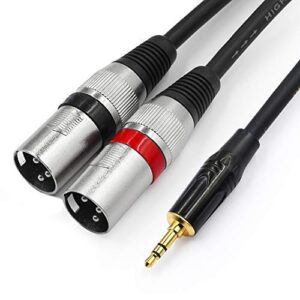 senor cable 3.5mm to dual xlr stereo cable 1/8 inch mini jack to 2 xlr male y splitter adapter cord - (10) feet