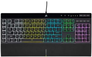 corsair k55 rgb pro membrane wired gaming keyboard – ip42 dust and spill-resistant – 6 macro keys with elgato integration – icue compatible – qwerty na – pc, mac, xbox – black