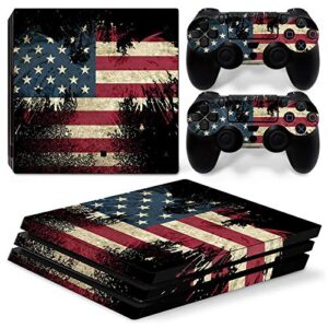 domilina vinyl skin decal sticker cover set for ps4 pro console and 2 controllers - the flag of the united states